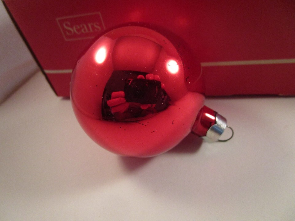 Vintage Sears Glass Set of 5 Red Christmas Ornaments USA B | eBay
