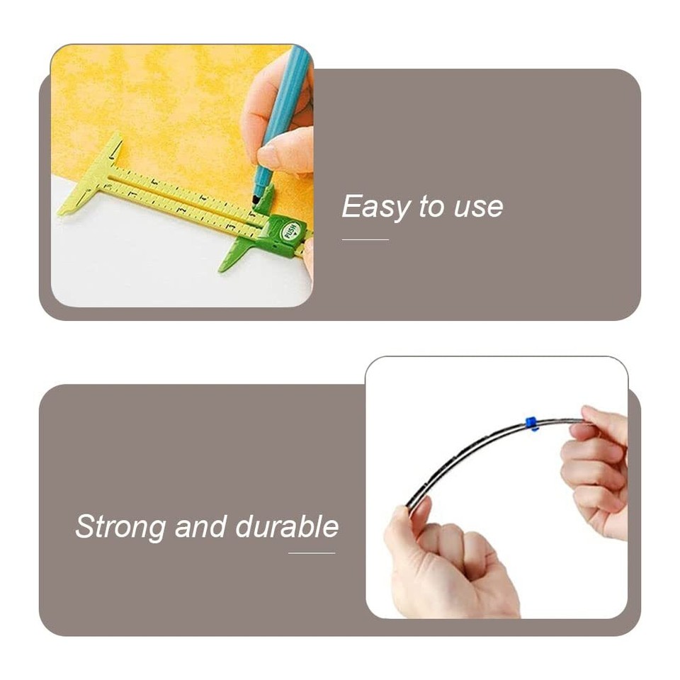 5 In 1 Sliding Gauge Measuring Sewing Ruler Tool for Sewing Crafting ...