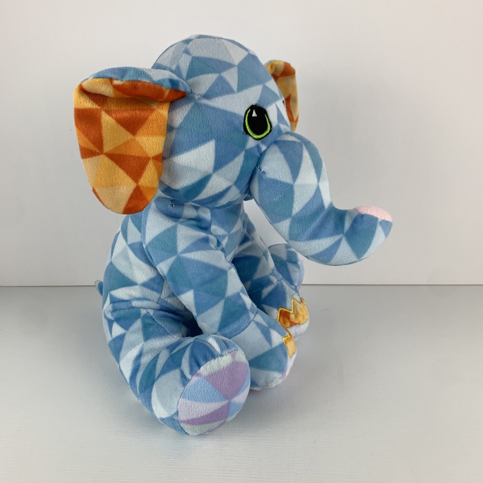 0589 Fiesta Elephant Blue Orange Purple Geometric Plush 11" Stuffed Toy ...