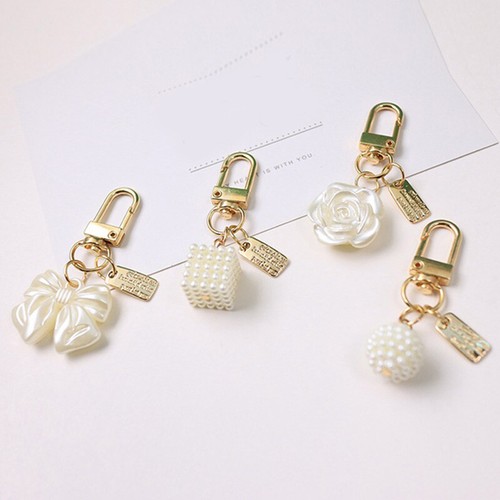 Women Keyring Car Keys Bag Key Chains Decor Pearls Tassel Cord Pendent ...