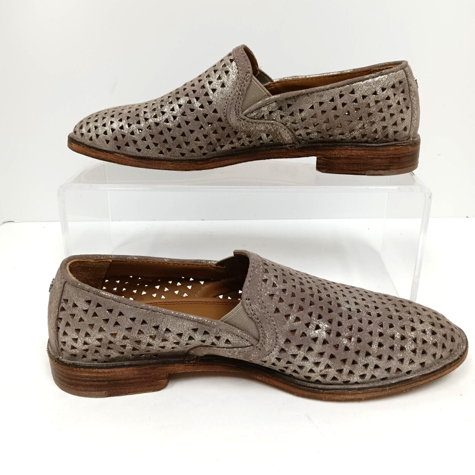 Trask Ali Perf Italian Suede Pewter Metallic Slip on US 6.5 EU 37.5 UK ...