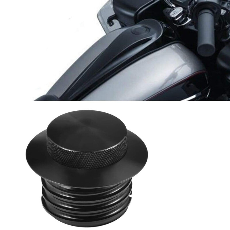 Black Flush Mount Pop Up Vented Fuel Tank Gas Cap Fit For Harley Screw ...