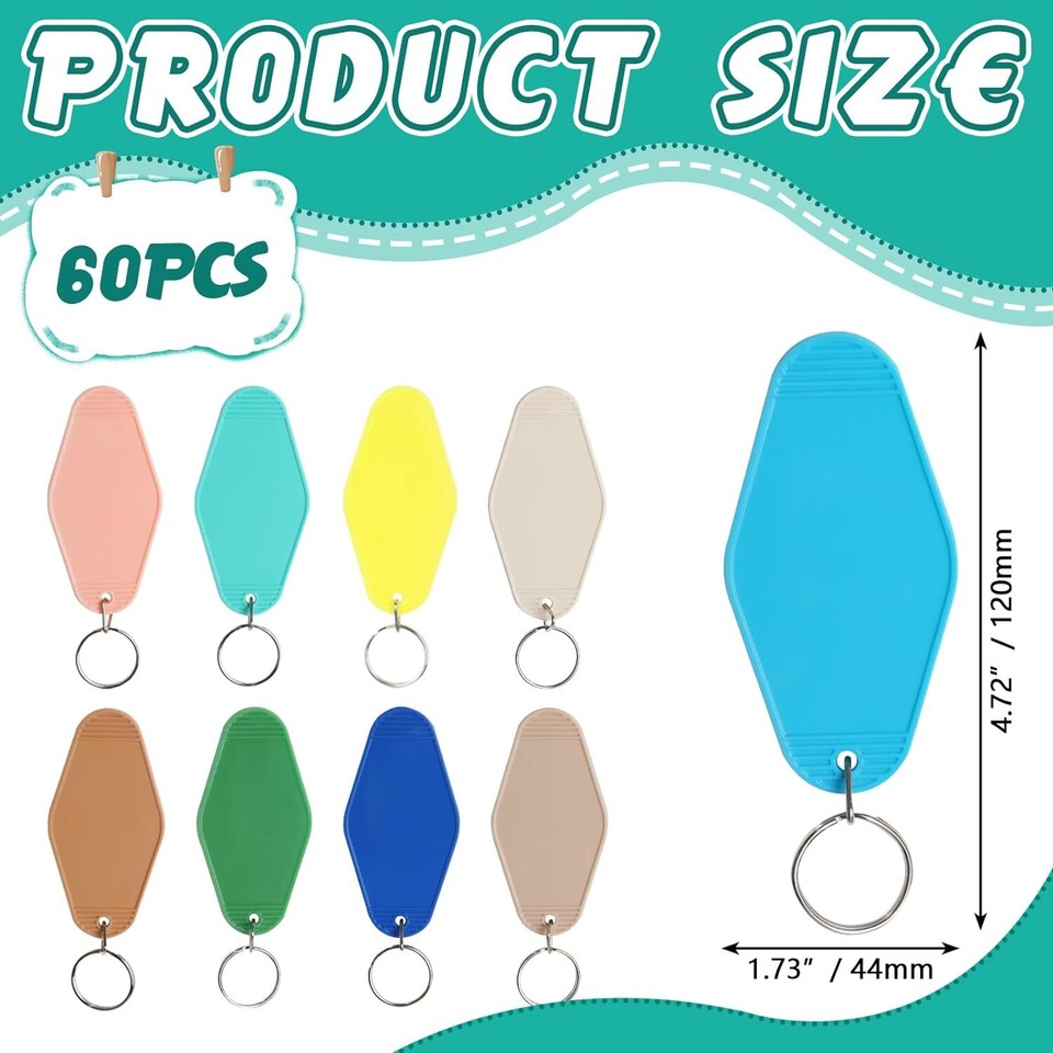 60pcs Blank Hotel Keychains,motel keychain,Keychains rhombus DIY ...