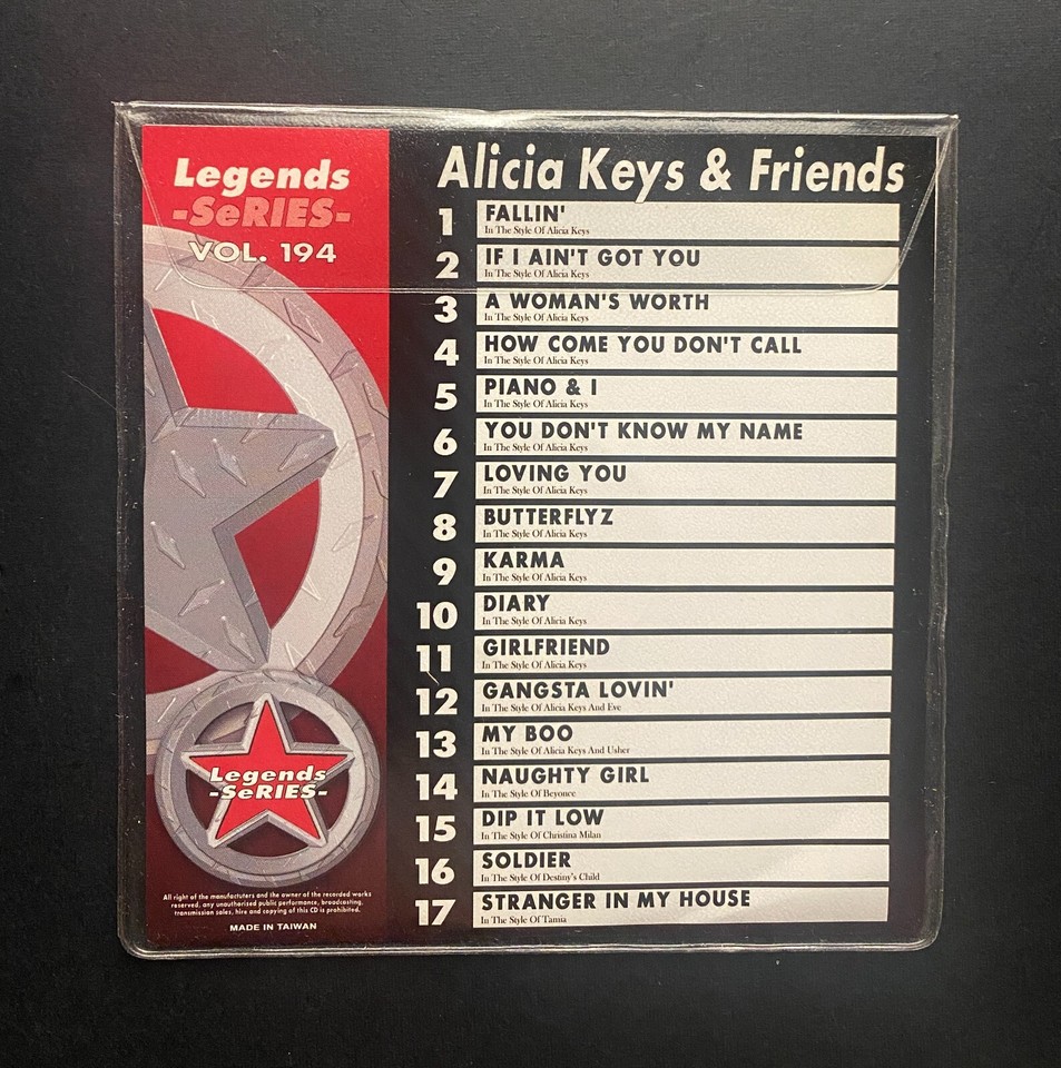 Alicia Keys & Friends - Legends Series CD+G Karaoke Brand New Disc | eBay