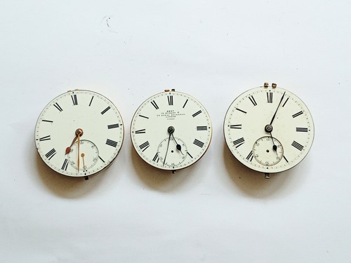 3) c.1880s ENGLISH FUSEE MOVEMENTS WITH DIAL,HANDS. DENT.LONDON. ADAM ...