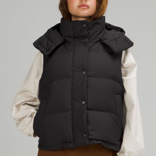 Lululemon Wunder Puff 600 Down Filled Cropped Puffer Vest Size 12 Black ...