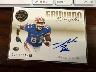 Dallas Baker UF FLORIDA GATORS SEC 2007 PRESS PASS GRIDIRON AUTO ...