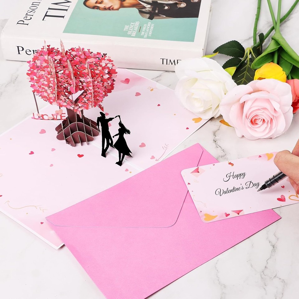 STEFORD Pop Up Anniversary Card, 3D Love Tree Wedding Couple Valentine ...