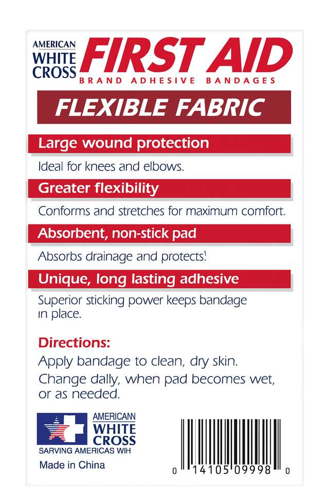 2" X 4" Fabric Adhesive Extra Large Flexible Band Aid Bandages 50 Per ...
