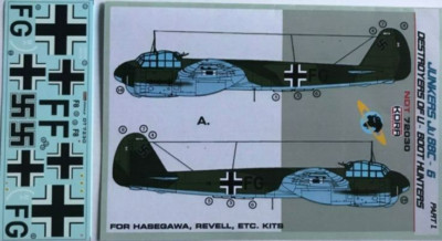 Junkers Ju-88C-6 Destroyer of U-Boot hun-DECALS SET, NDT72030, KORA ...