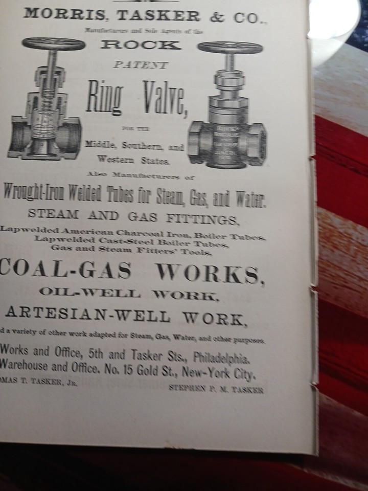 1872 print ad PASCAL IRON WORKS Morris Tasker & Co Oil Well Work ...