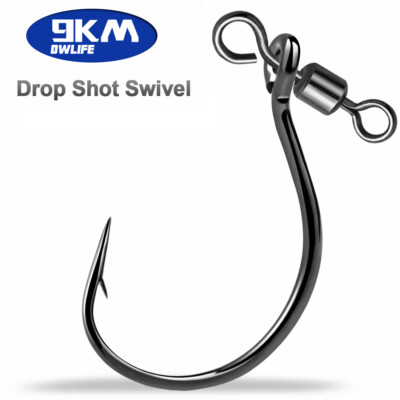 9KM Drop Shot Hooks with Swivel Soft Lure Hooks Worm Hooks for Bass ...