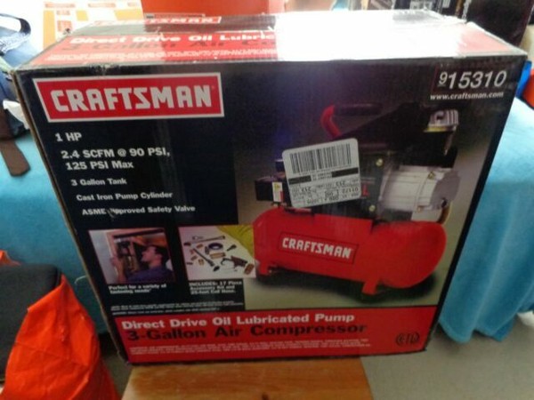 Craftsman Air Compressor 1 HP 3 Gallon 125 PSI Max Model 921.153101 Oil ...
