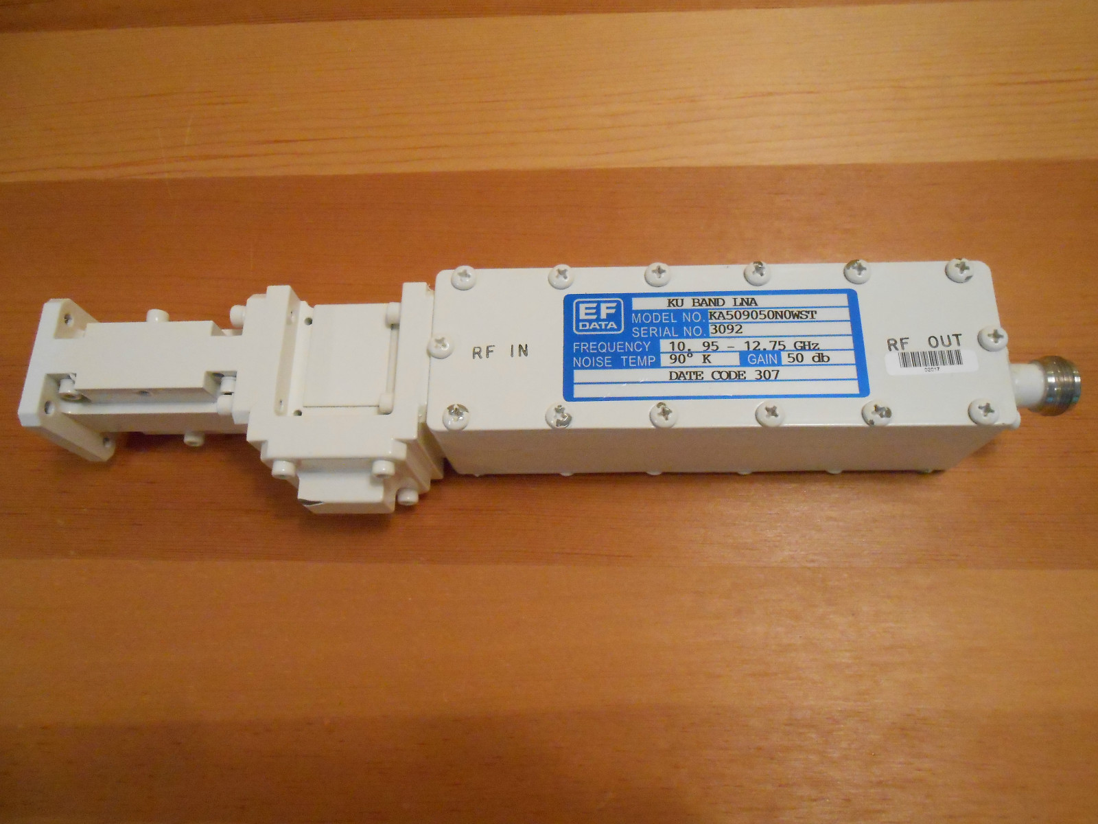 EF DATA KU LNA MODEL NO. KA509050N0WST 10.95 - 12.75 GHz 90K GAIN 50 DB ...