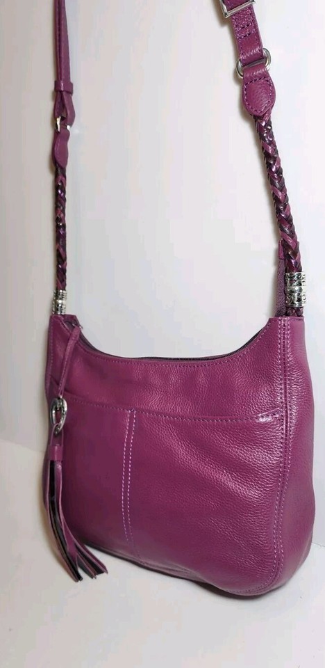 BRIGHTON BABY BARBADOS GUAVABERRY ZIPTOP LEATHER CROSSBODY SHOULDERBAG ...