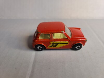 Matchbox~ Superfast~ #29~ Racing Mini~ orange with unpainted base~ 1970 ...