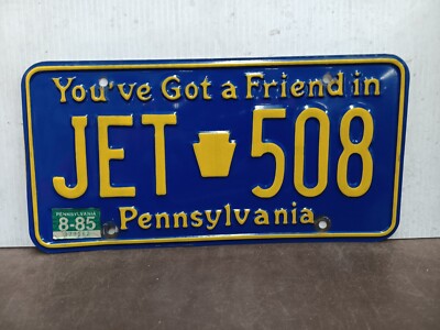 1985 Pennsylvania WORD JET License Plate Tag JET PLANE | eBay