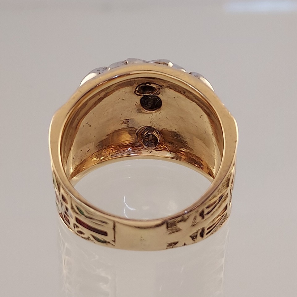 Vintage 10k Diamond Scottish Rites 32nd Degree Double Eagle Ring. W/.35 ...