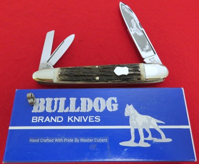 Bulldog Brand GERMANY STAG Anglo Saxon Whittler Knife 1998 AWESOME ETCH ...