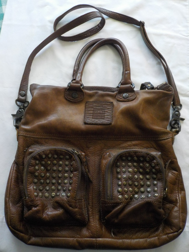 Frye Brooke brown leather studded handbag | eBay