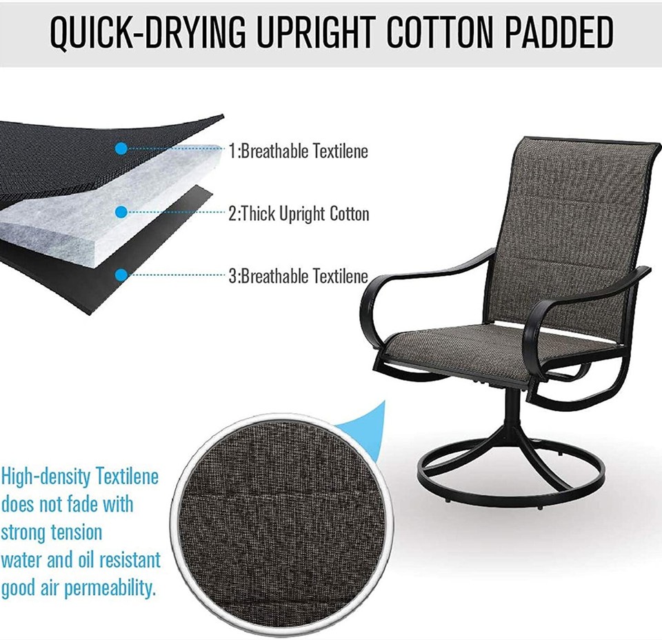 5 Piece Patio Furniture Set w/ Propane Gas Fire Pit 50000BTU Swivel ...