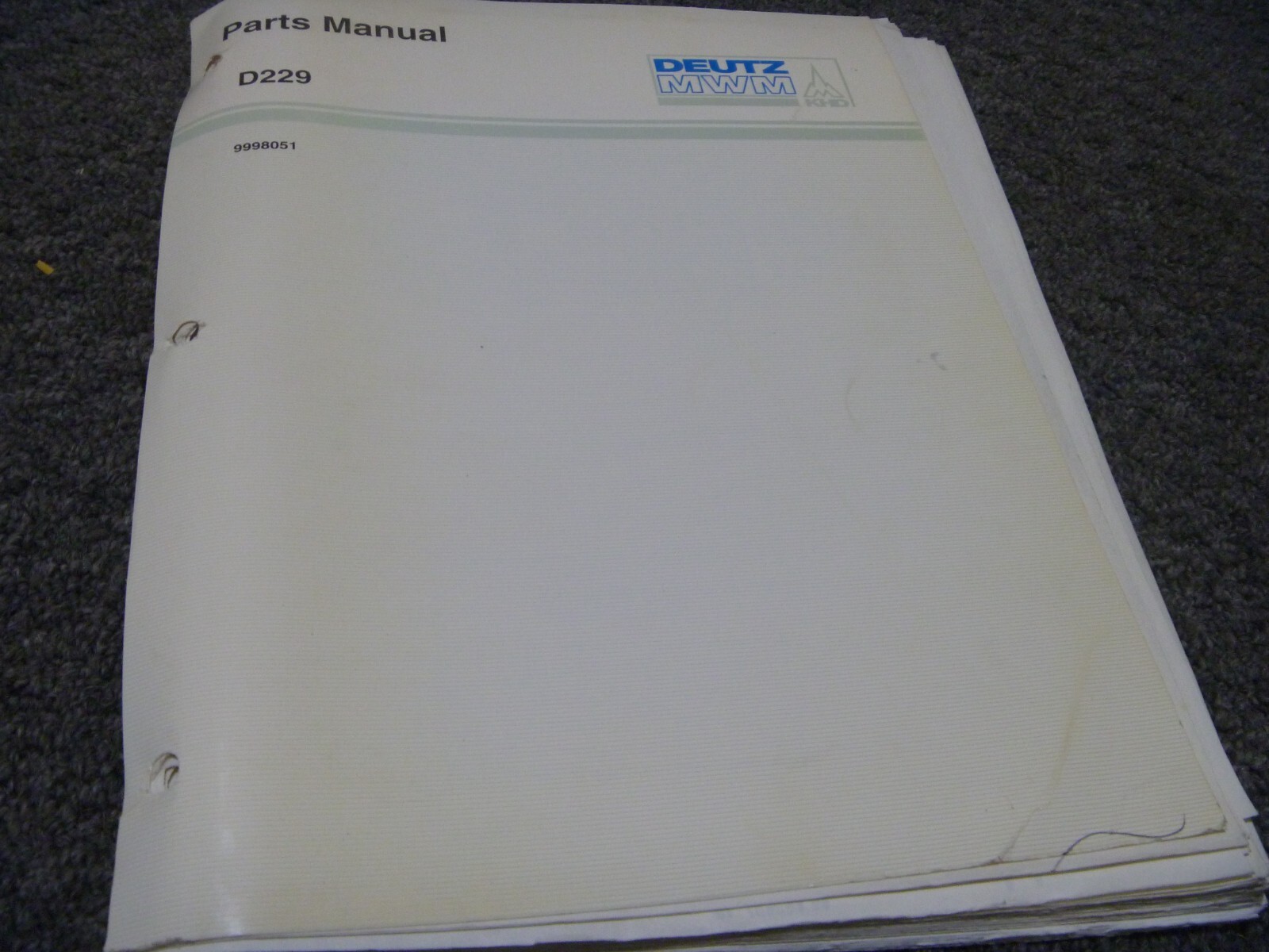 Deutz MWM D229 Diesel Engine Parts Catalog Manual Book PN 9998051 | eBay