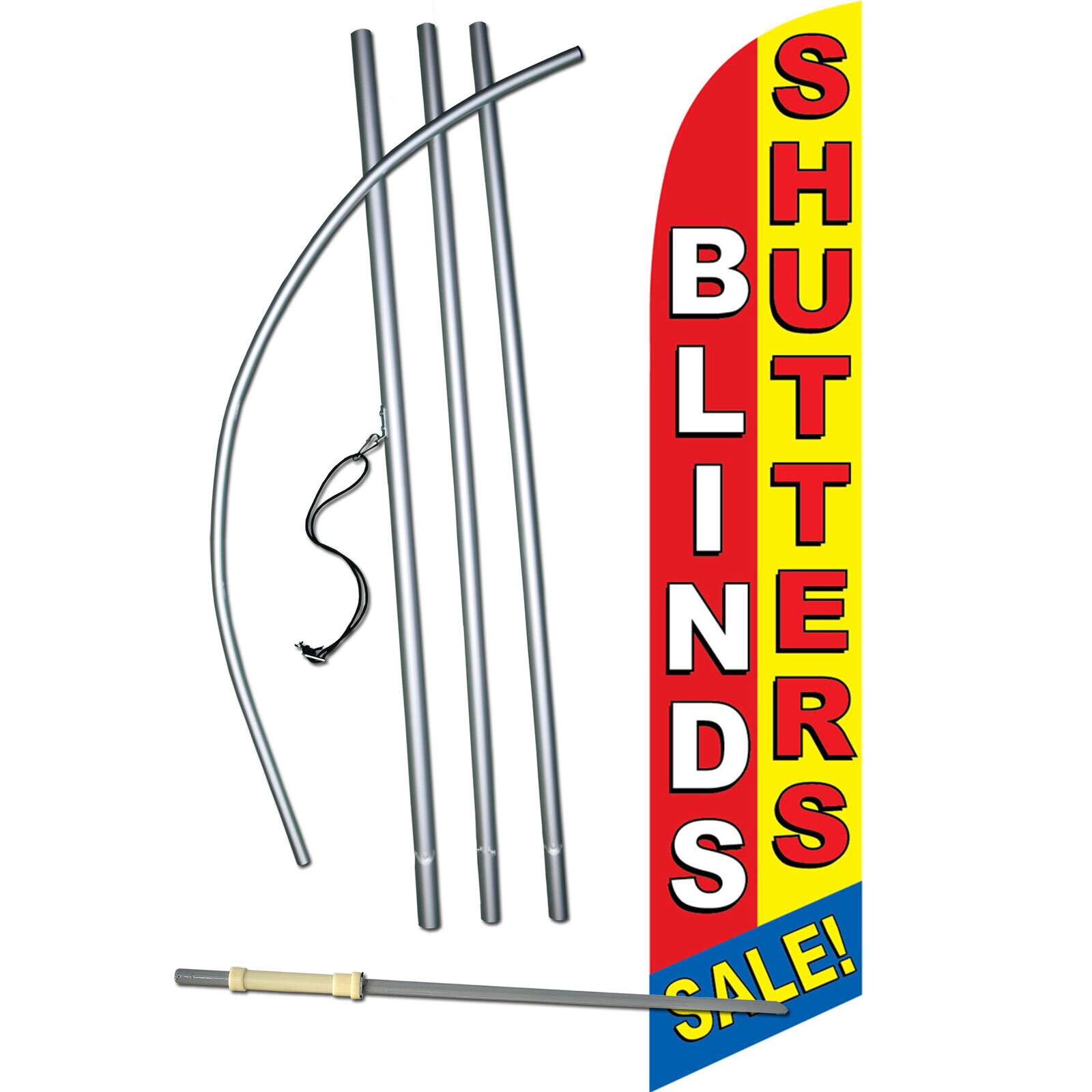Blinds Shutters Sale Flag with Flag Pole and Spike | eBay