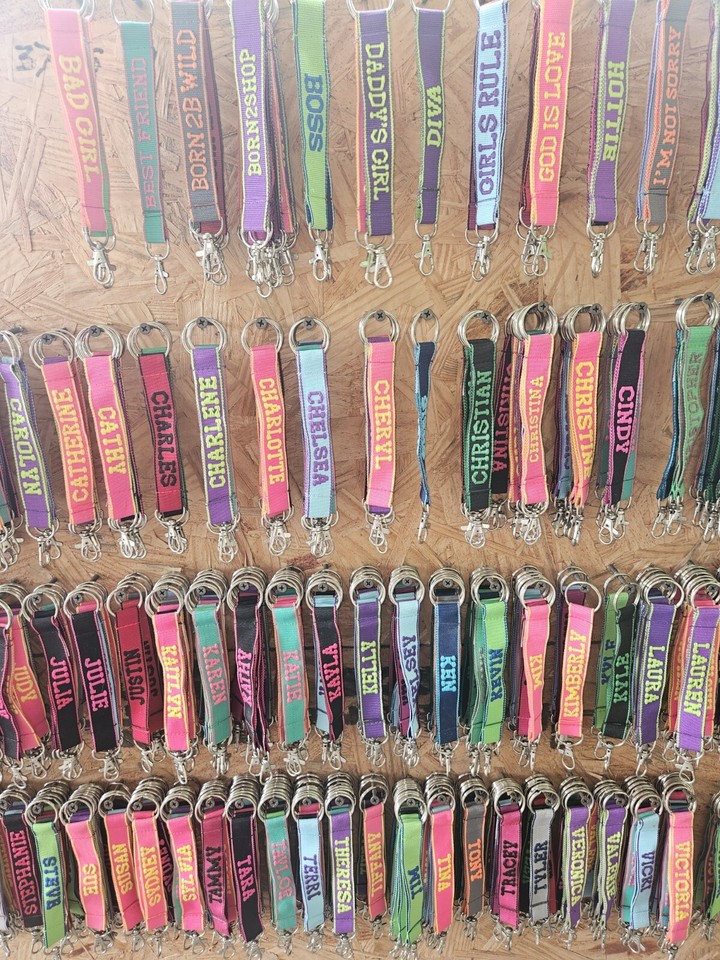 Personalized Embroidered Strap Key Rings Keychains with Attachment ...