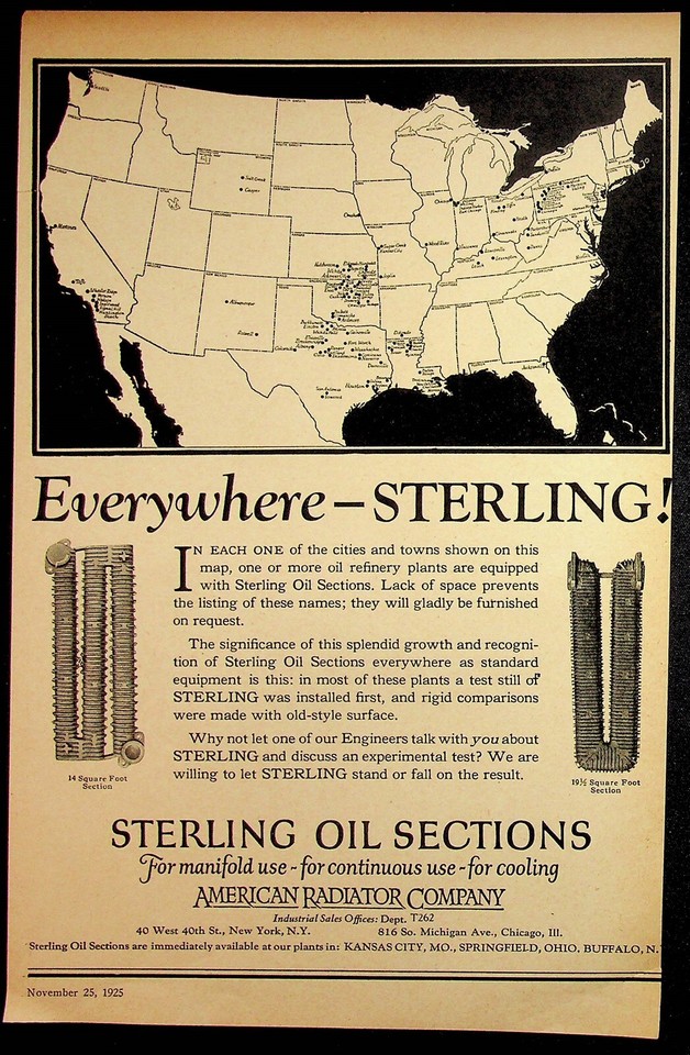 Ohio Valley Motor Oils Color Ad 1925 Sterling Oil American Radiator | eBay