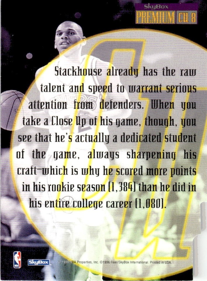 1996-97 SkyBox Premium - Close-Ups #CU8 Jerry Stackhouse | eBay