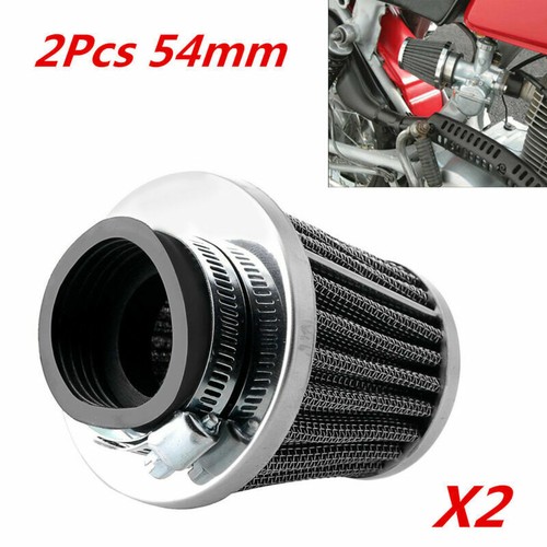 2x 54mm Tapered Chrome Pod Air Filters Clean for Motorcycle Cafe Racer ...