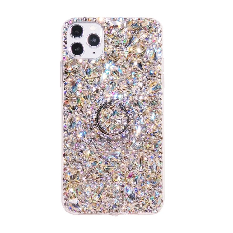 For iPhone 16 15 14 12 13 Pro Max Bling Rhinestone Phone Case with Ring ...