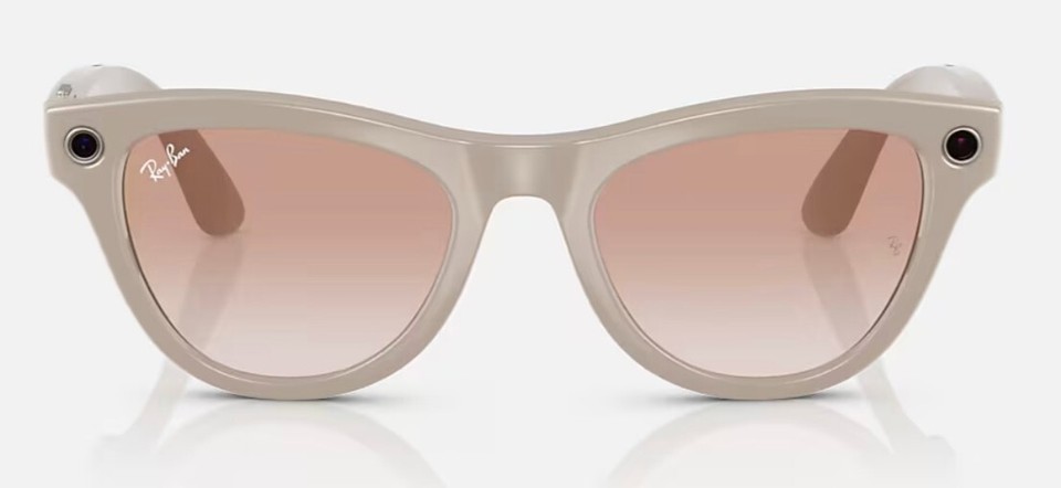 RAY-BAN Meta SKYLER Smart Sunglasses Shiny Chalky Gray / Cinnamon Pink ...