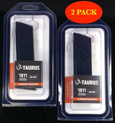Taurus PT1911 Gov't/Commander 45ACP 8 rd Steel Magazine **2 PACK ...