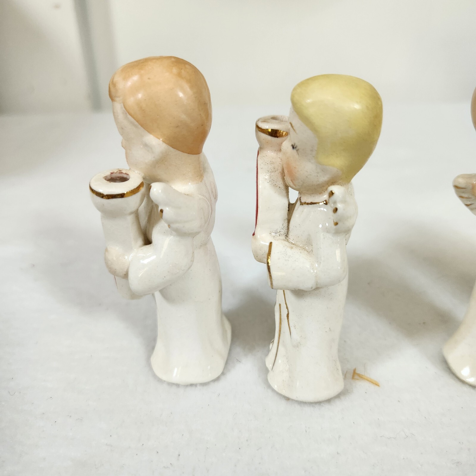 Lefton 1950s Singing Porcelain NOEL Angel Candle Holder Figurines Red ...
