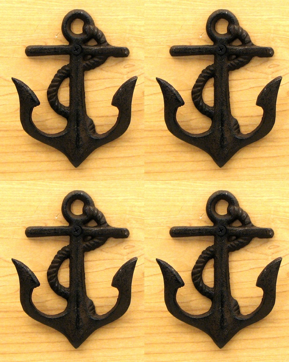 Set of 4 Rustic Cast Iron Anchors Ocean Marine Style Nautical Decor ...