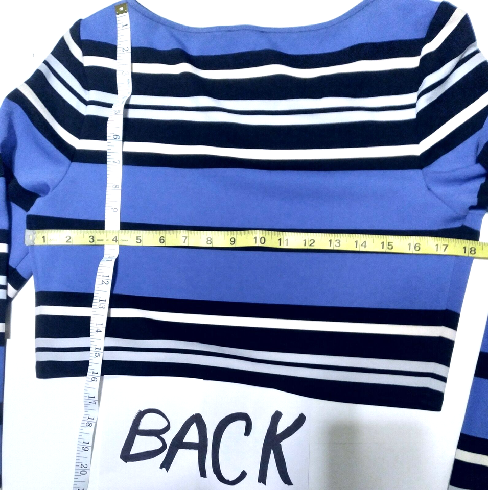 Express Cropped Large Sweater Retro Blue Black Striped Long Sleeve EUC ...