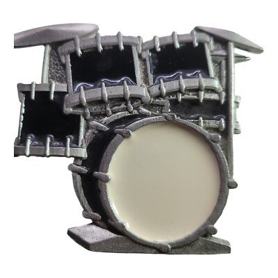 Drum Set Belt Buckle Black & Silver Music Punk Rock Motown 3x3 2005 | eBay