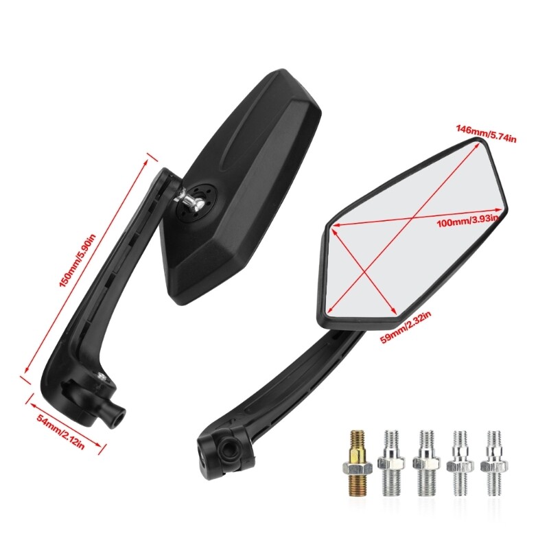 2pcs Rearview Side Mirrors Universal Motorcycle Mirror Scooter Rearview ...
