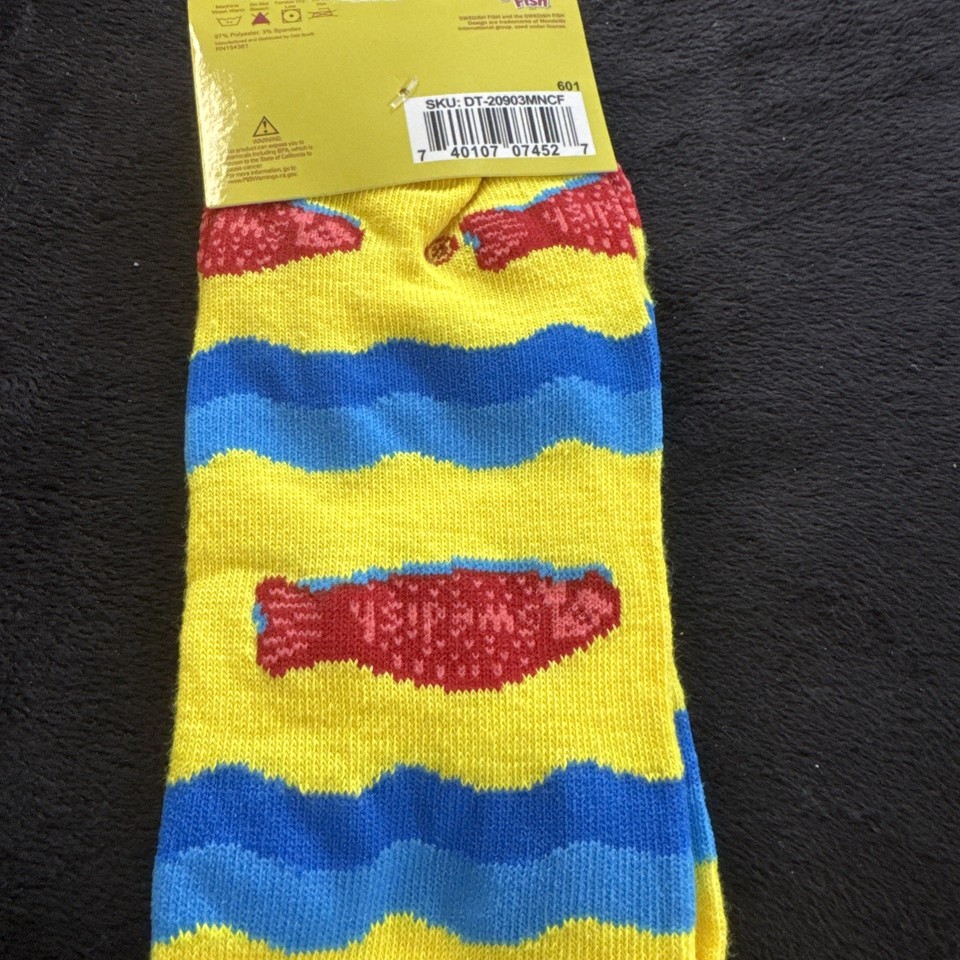 Socks Swedish Fish Logo Novelty Crew Socks Men’s 6-12, New 740107074527 ...