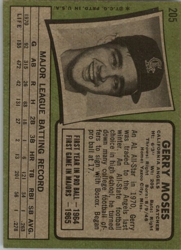 1971 Topps #205 Gerry Moses - POOR | eBay