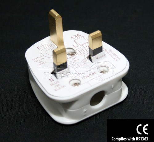 Mains AC Plug Socket 3 Pin Standard UK Fused 13A Household Power Plugs ...
