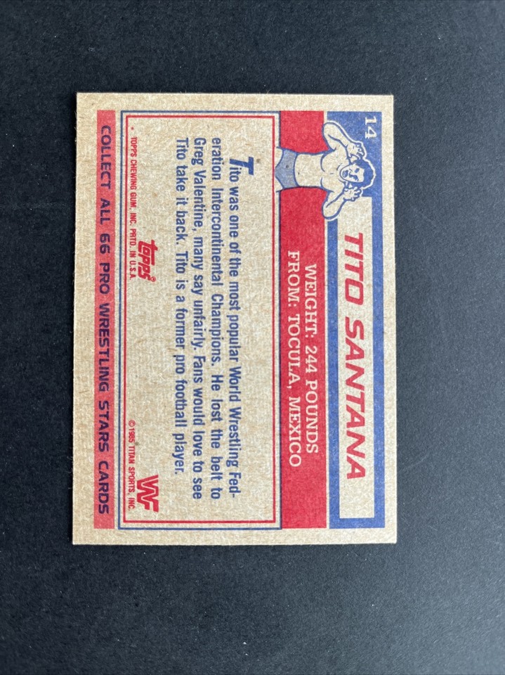 1985 Topps Wrestling Tito Santana Card # 14 WWF/WWE Intercontinental ...