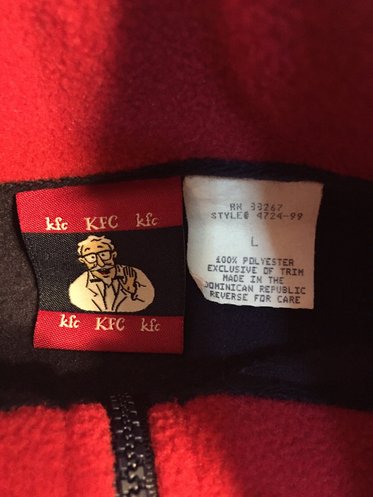 Kentucky Fried Chicken KFC Fleece Vest color block Vintage Colonel ...