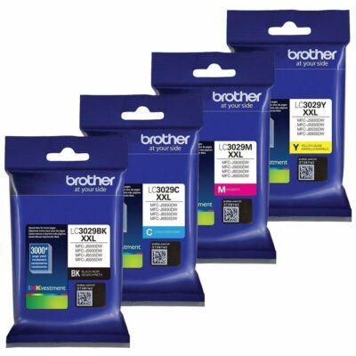 Genuine Brother LC3029 (LC-3029) (BK/C/M/Y) Super High Yield Color Ink ...