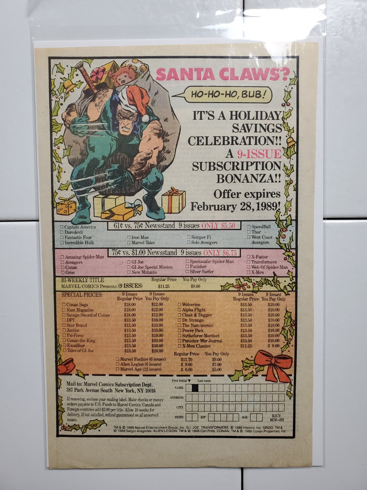 1988 Wolverine Santa Claws Vintage Comic Magazine ad | eBay