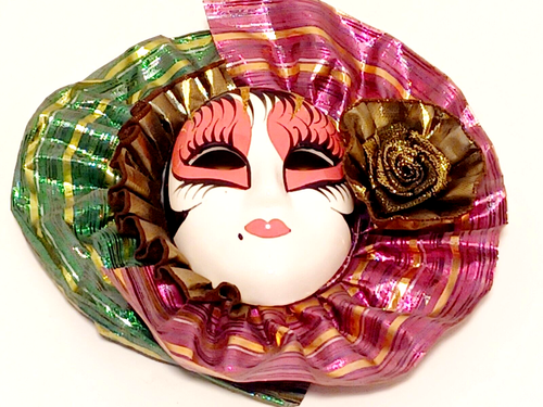 Porcelain Mask Wall Hanging French Clown Pierrot Doll Pink Purple Green ...