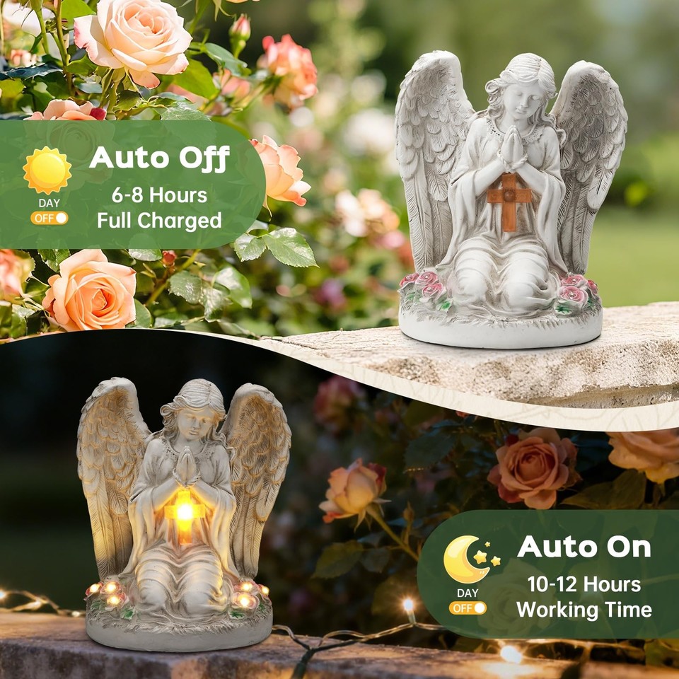 Elegant Solar-Powered Angel Garden Statue for Outdoor and Cemetery ...