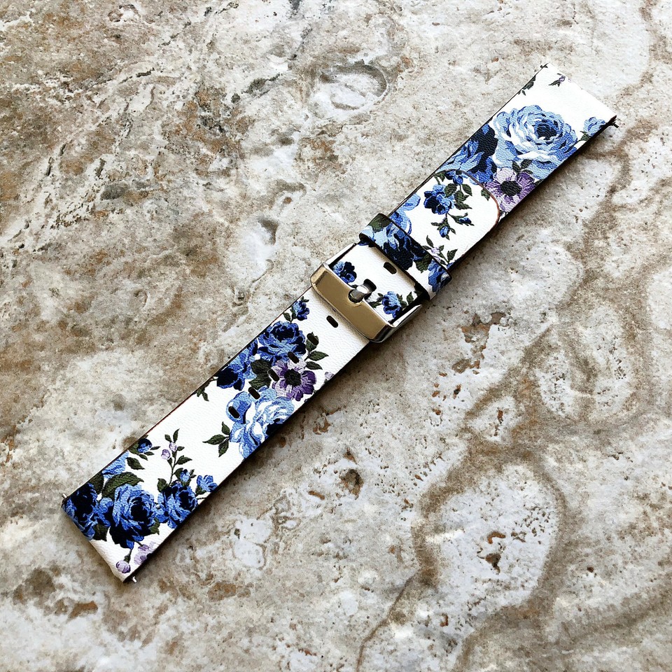 Blue Floral FL-2 Leather Band Strap for Garmin D2 Air X15 and First ...