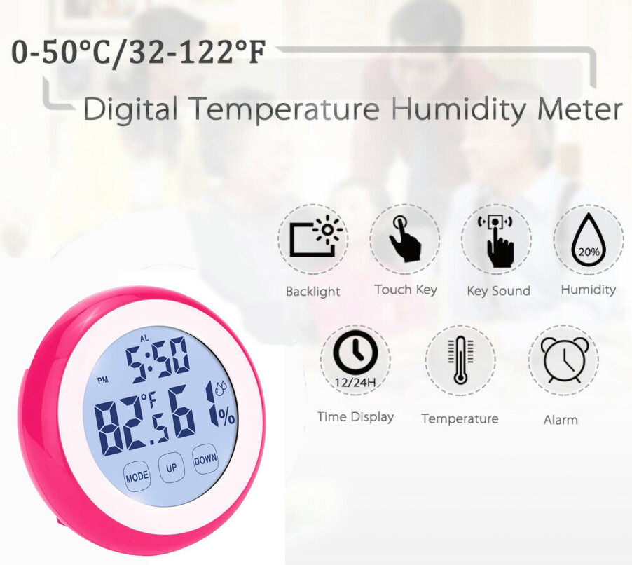 Digital Thermometer Clock, Temperature Humidity Monitor Alarm Clock ...